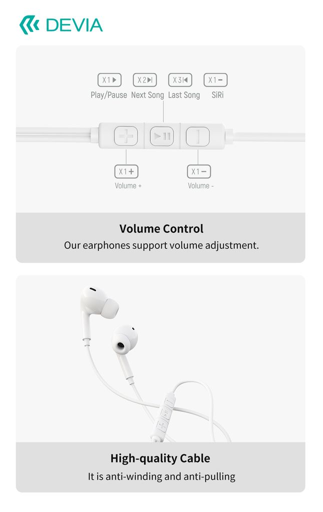 Devia Kintone A2 Hörlurar Trådbundna USB-C - Vit - Teknikdelar.se